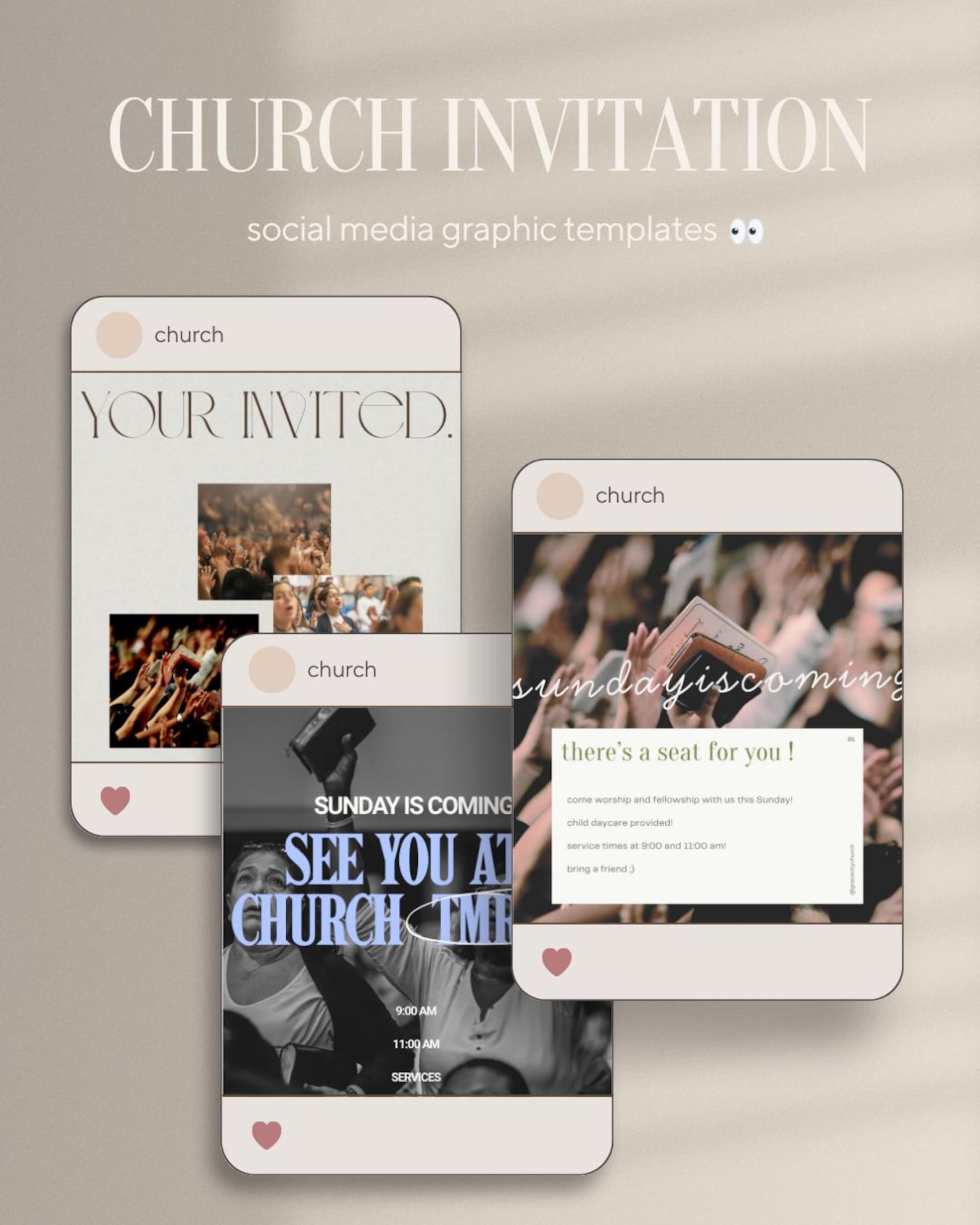 Church Invitation Templates: Christian Social Media Graphics (canva ...