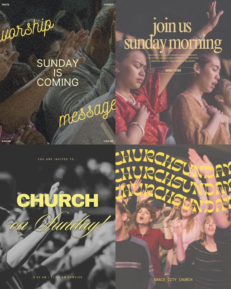 Church Invitation Canva Templates: Editable Sunday Graphics (digital ...