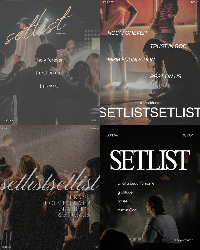 Church Setlist Canva Template – Youth Group Worship Set List Editable ...
