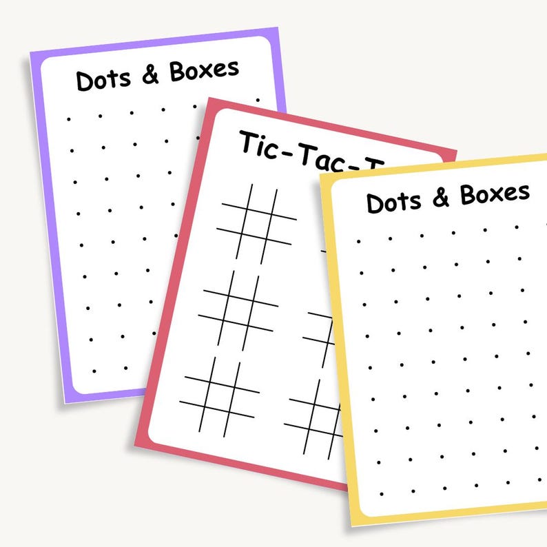 Kids Tic-tac-toe & Dots and Boxes Printable Game Set! - Activity Sheet ...