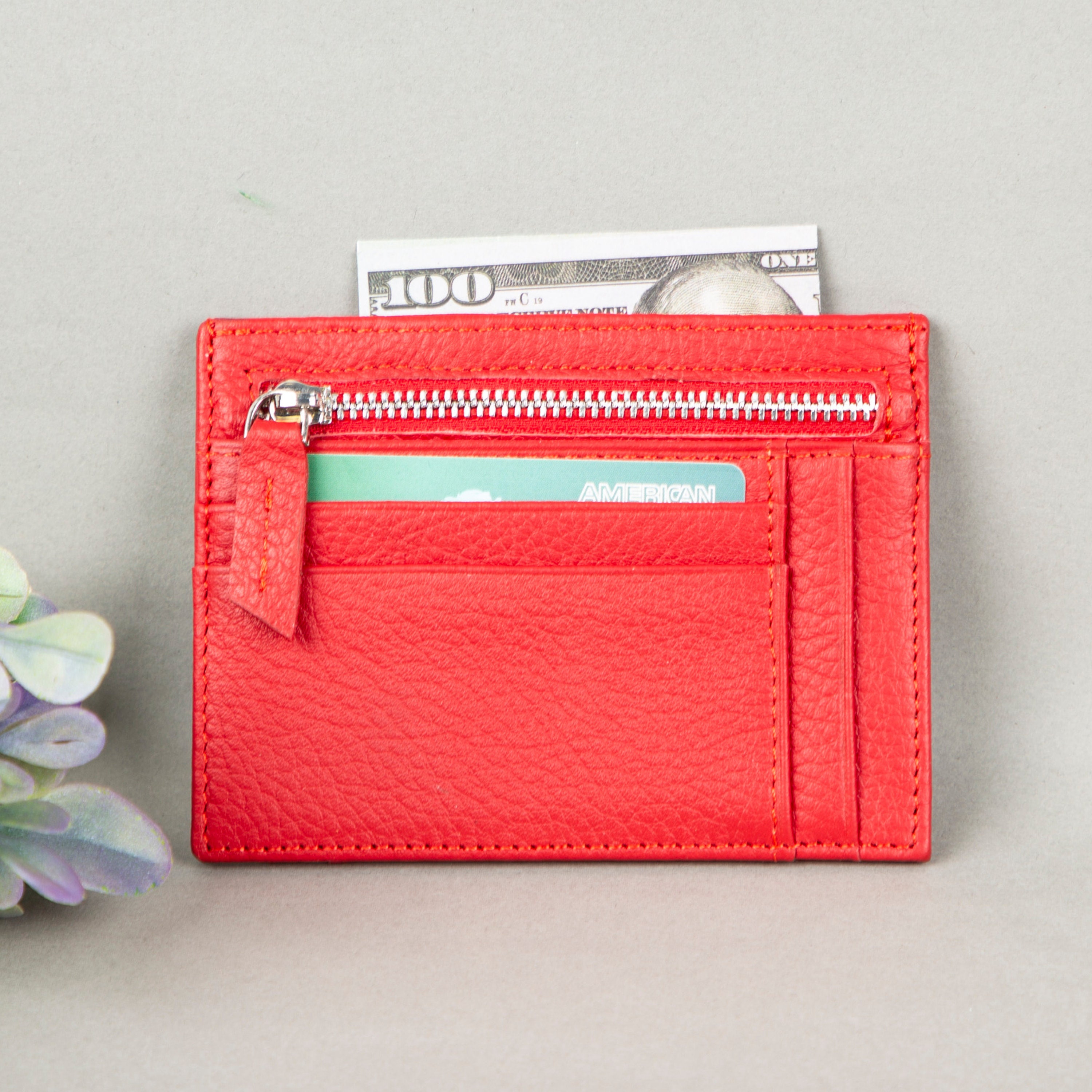 Personalized Leather Zip Card Holder Womens Wallet, Ladies Card Holder ...