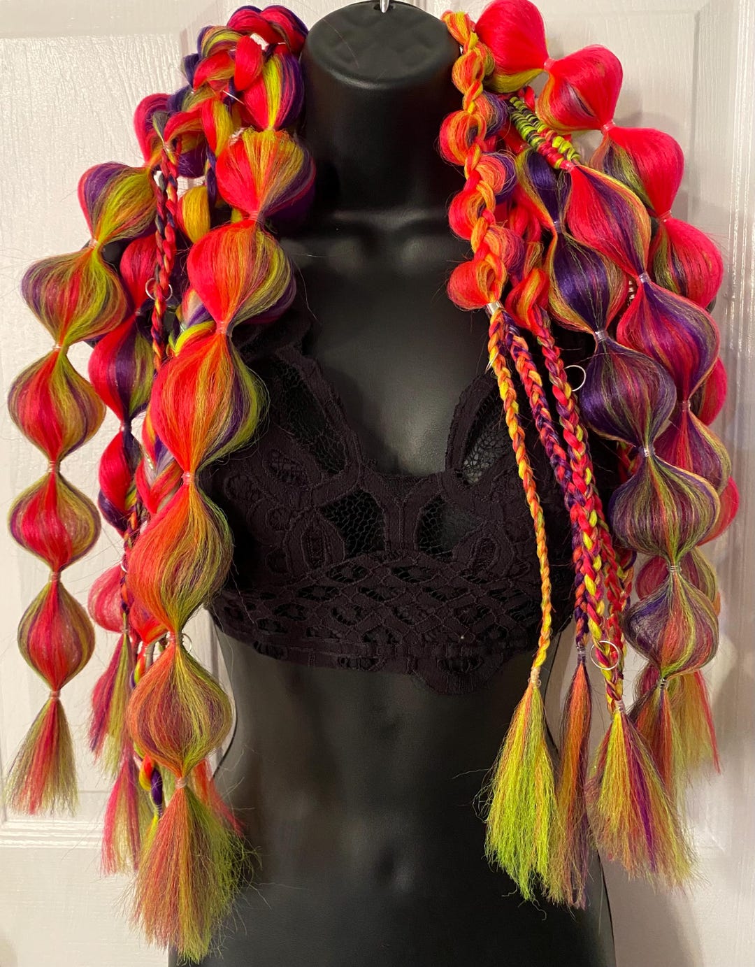 Set of 2 Custom *multi Colored *lisa Frank Inspired *braided Extensions ...