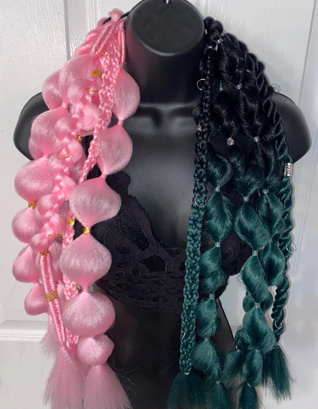 Set of 2 Custom wicked glinda elphaba braided Extensions festival ...