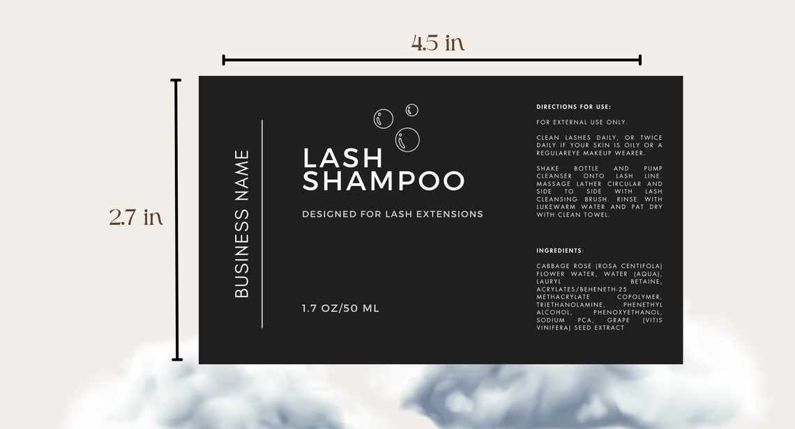 Printable Lash Shampoo Sticker Label Template - Editable PDF for DIY ...