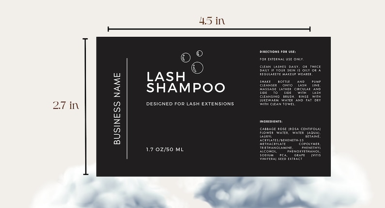 Printable Lash Shampoo Sticker Label Template - Editable PDF for DIY ...