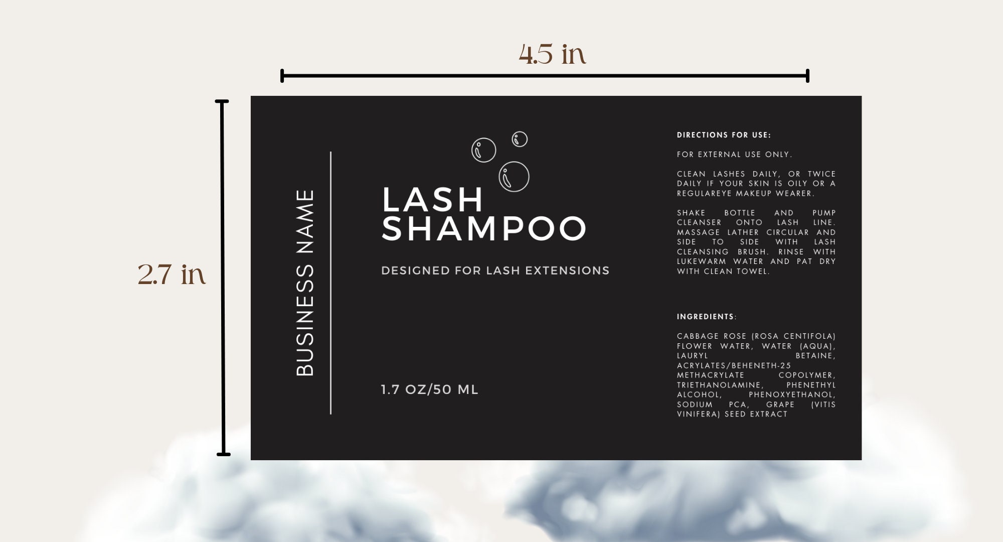 Printable Lash Shampoo Sticker Label Template - Editable PDF for DIY ...
