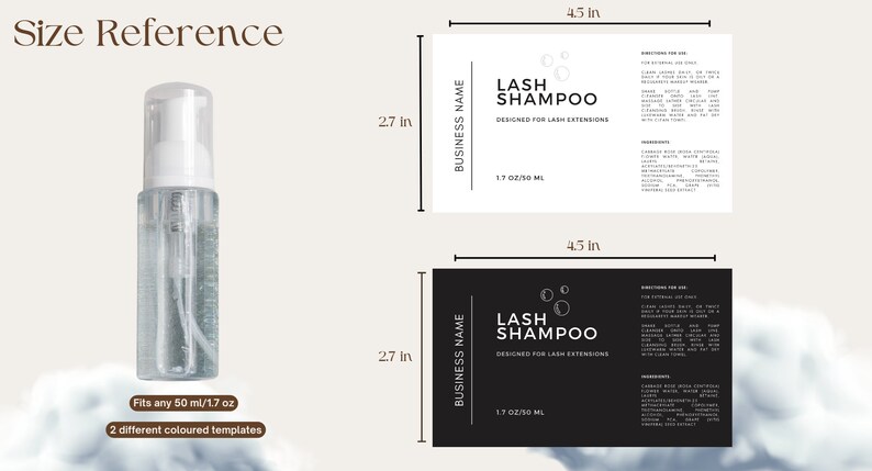 Printable Lash Shampoo Sticker Label Template - Editable PDF for DIY ...