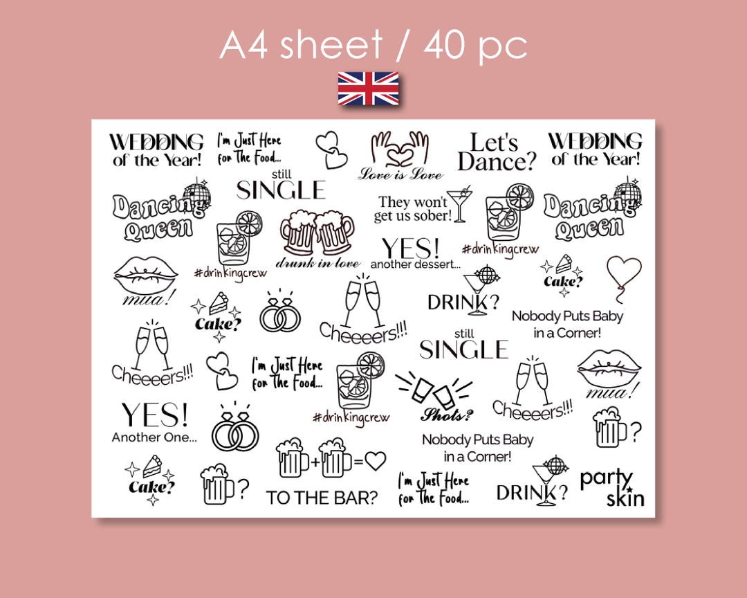 Temporary Wedding Tattoo / Fun Wedding Tattoo / Wedding Party Tattoo ...