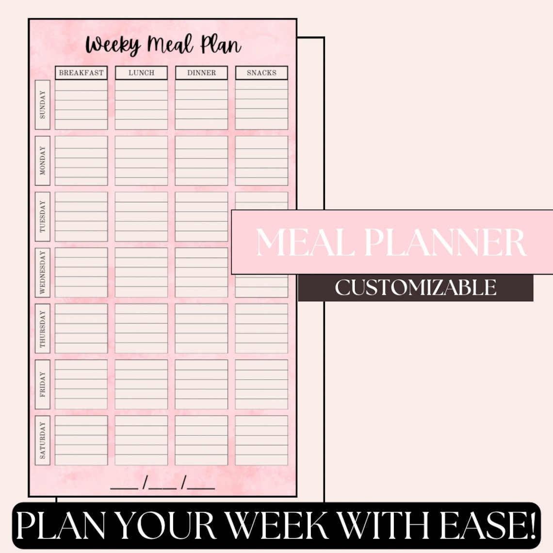 Weekly Meal Planner - Customizable Digital Meal Planning Template ...