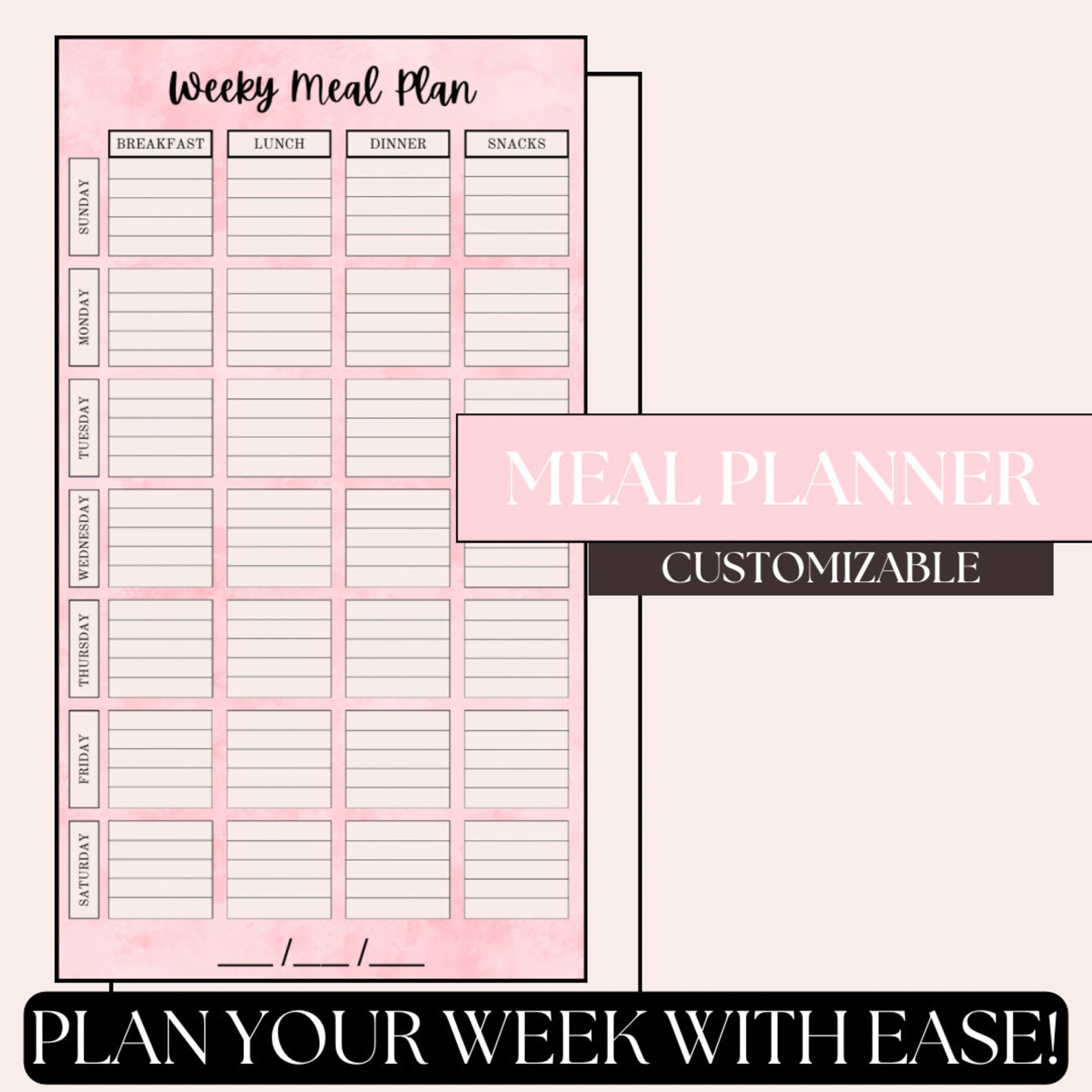Weekly Meal Planner - Customizable Digital Meal Planning Template ...