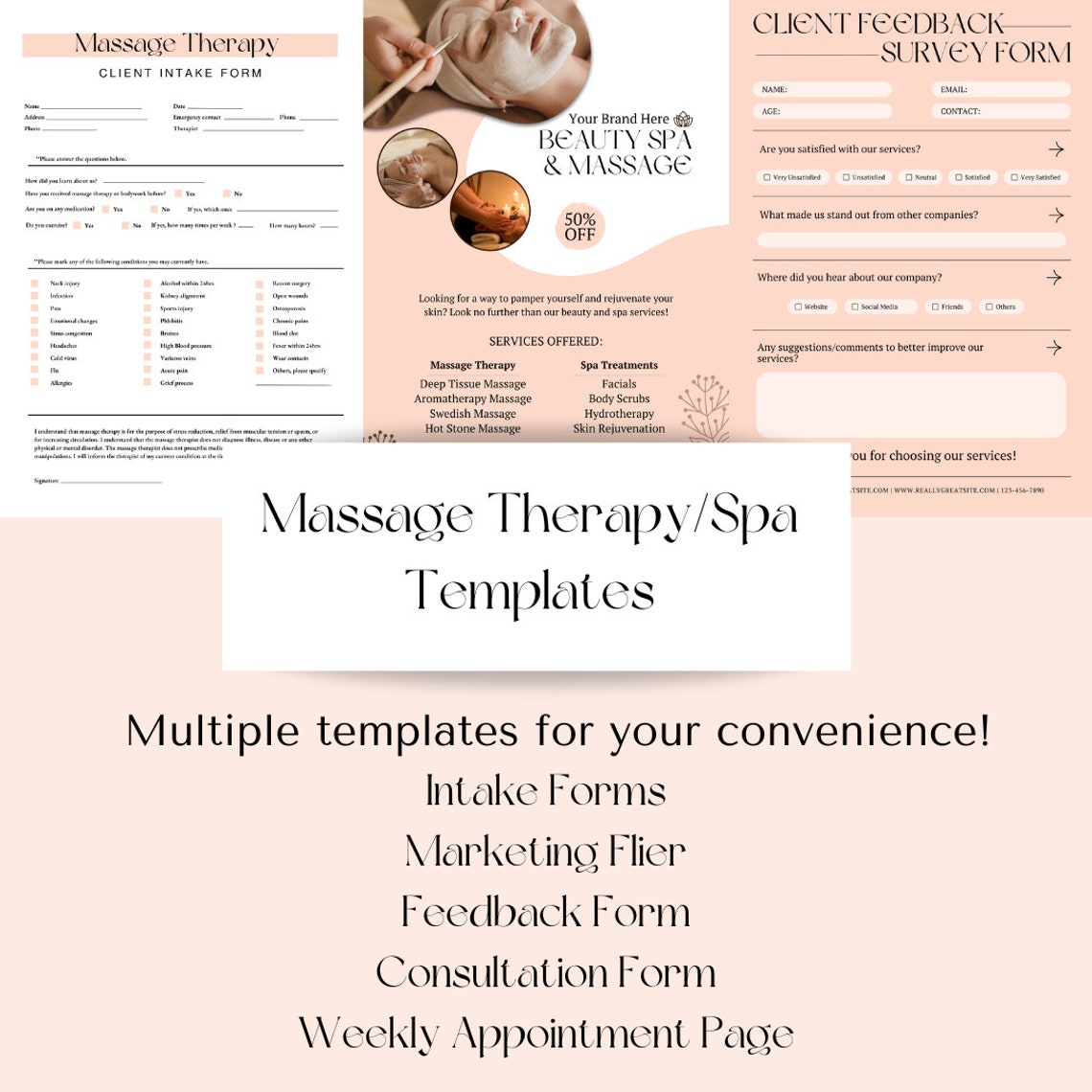 Massage Therapy Kit - Customizable Intake Form, Review, Daily ...