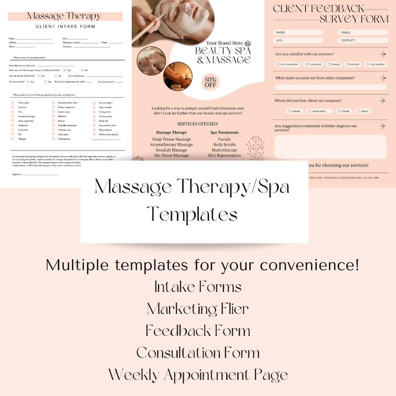 Massage Therapy Kit - Customizable Intake Form, Review, Daily ...