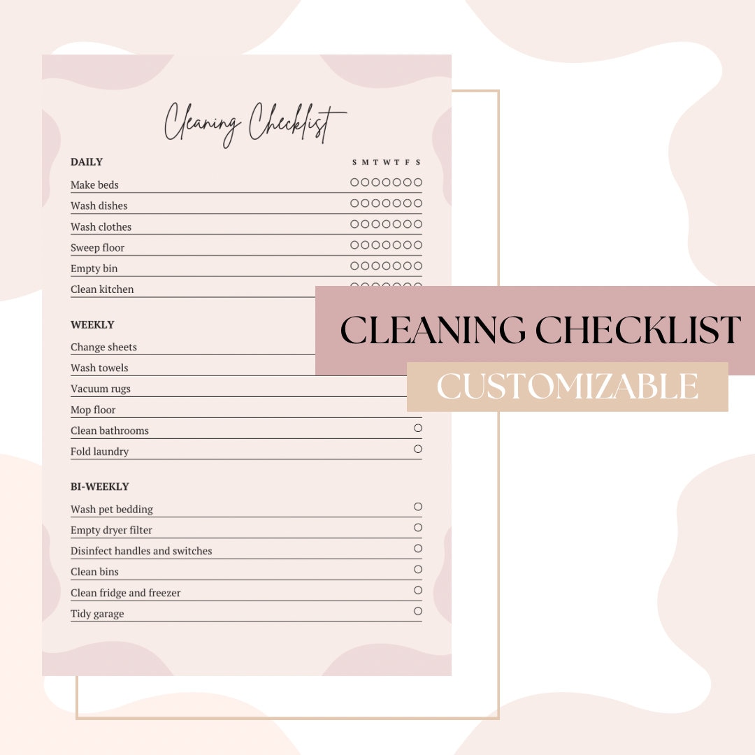 Cleaning Checklist - Editable Cleaning Planner - Canva Template ...