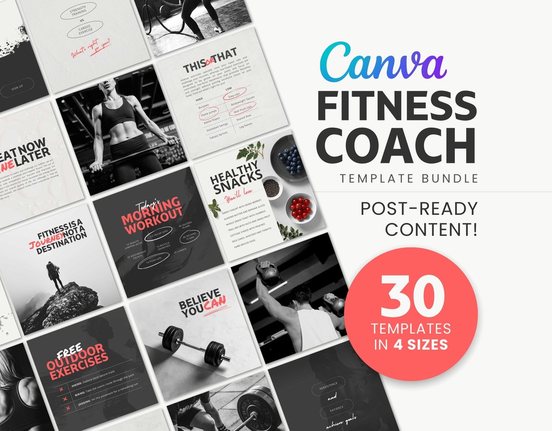 Fitness Coach, Personal Trainer, Gym, Bodybuilding Canva Templates for ...