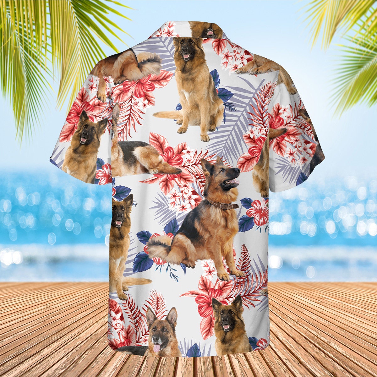 German Shepherd Hawaiian Shirt, Custom Photo Dog Hawaiian Shirt, Summer ...