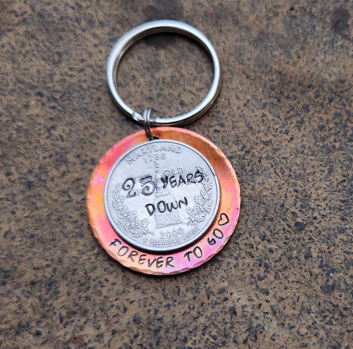 Custom 25th Anniversary Keychain With Quarter - Etsy