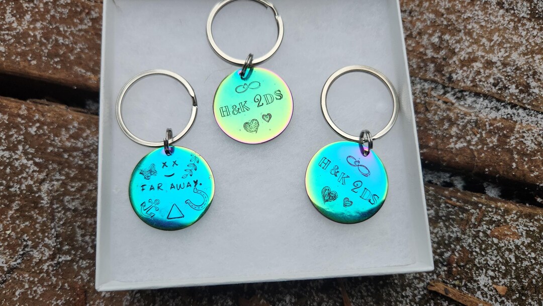 Custom Rainbow Colored Round Keychains. Double Sided, Custom Text - Etsy