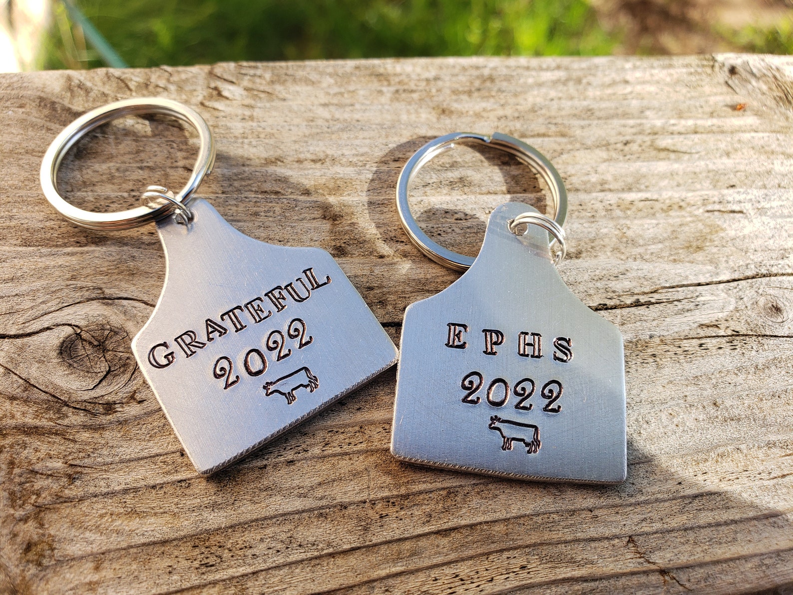 Custom Text Cow Tag Keychain - Etsy
