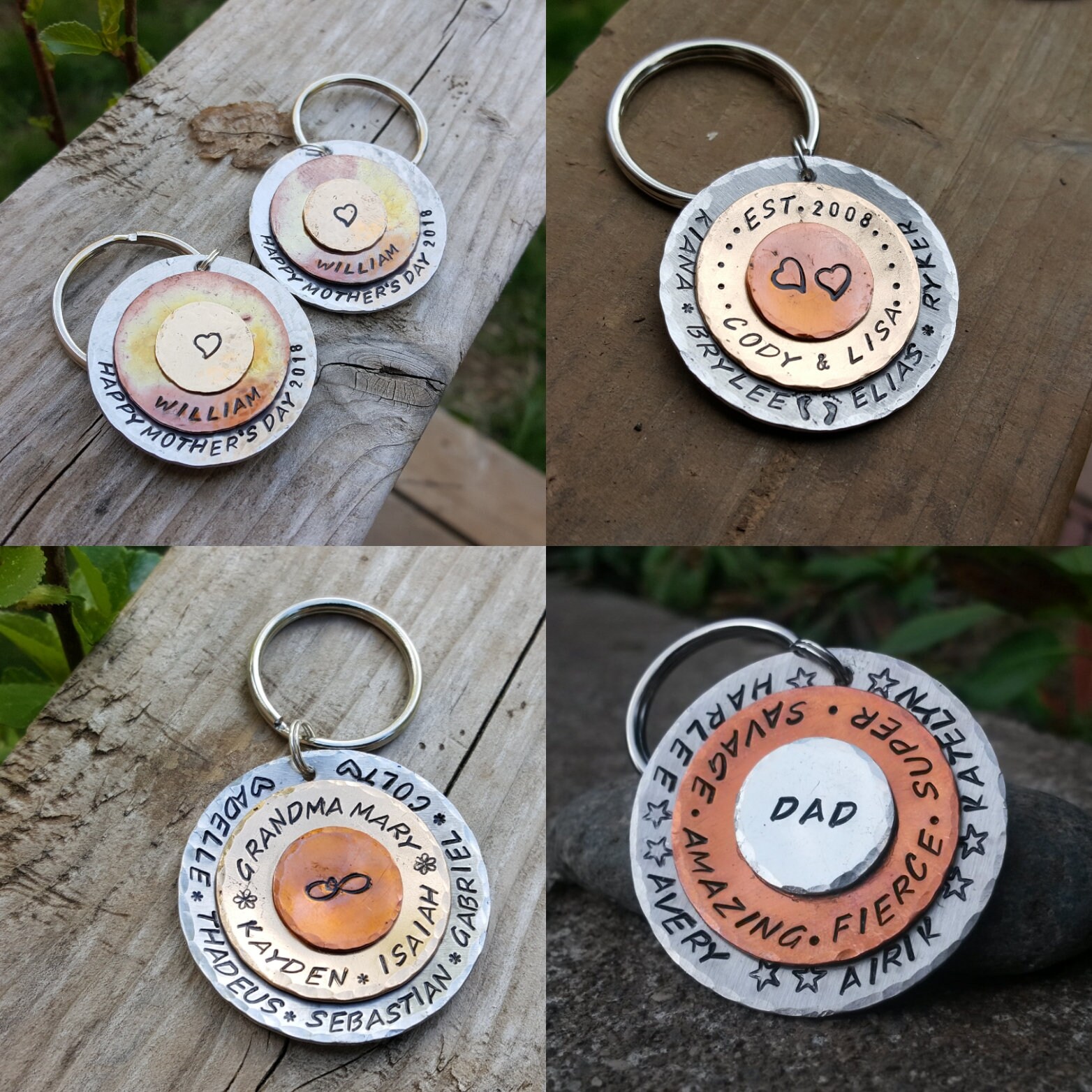 Mom Dad Grandparents gift Necklaces keychains ornaments. | Etsy