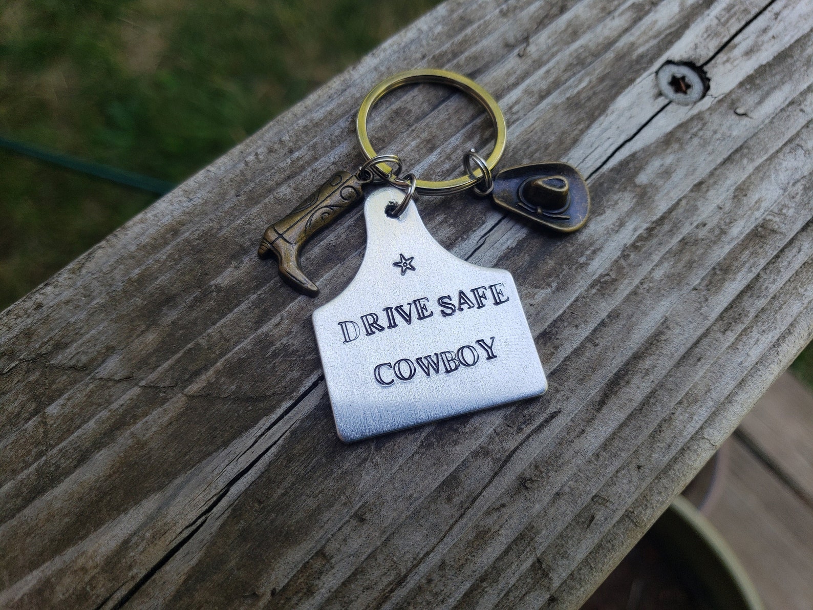 Custom Text Cow Tag Keychain | Etsy