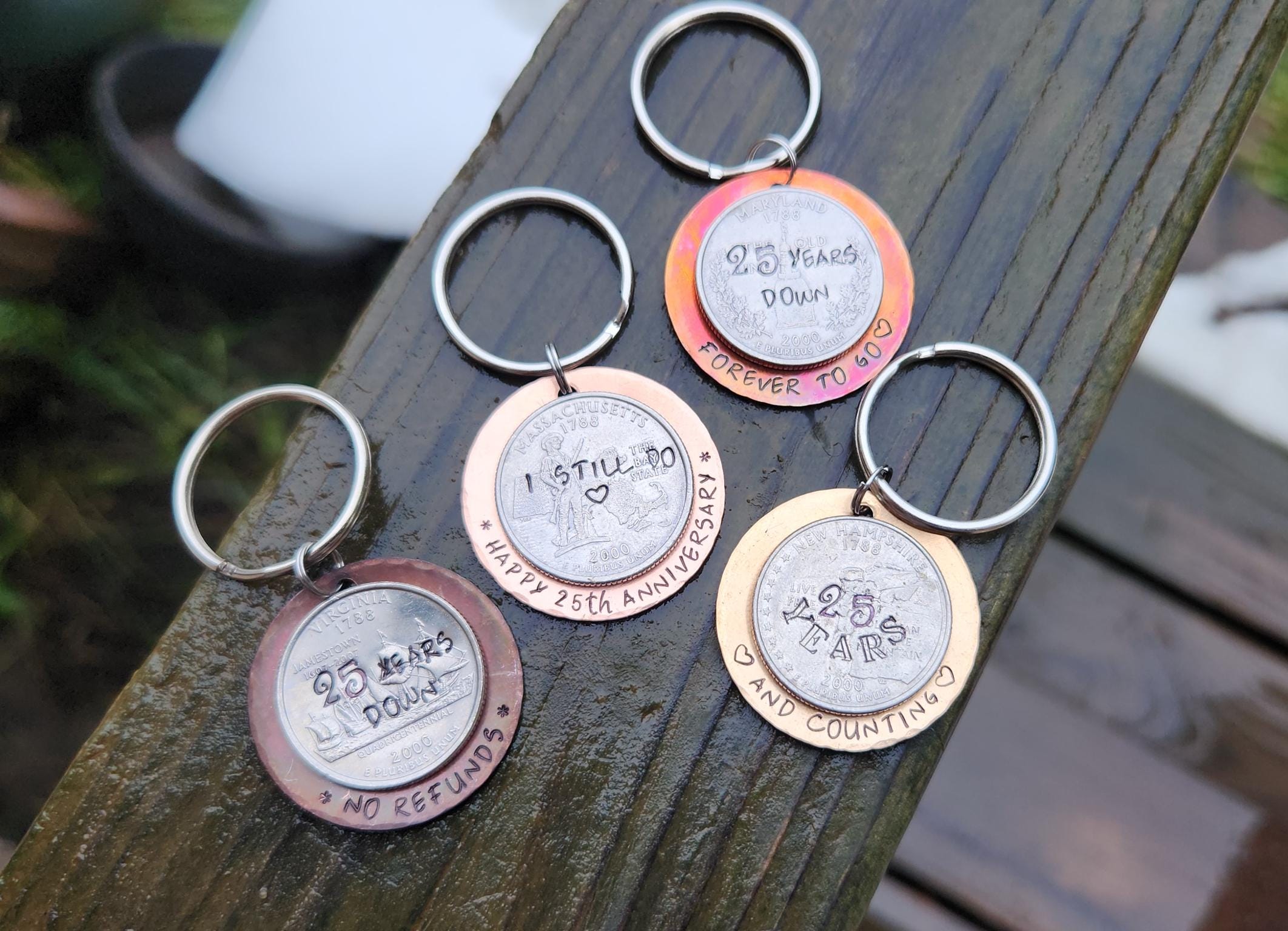 Custom 25th Anniversary Keychain With Quarter - Etsy