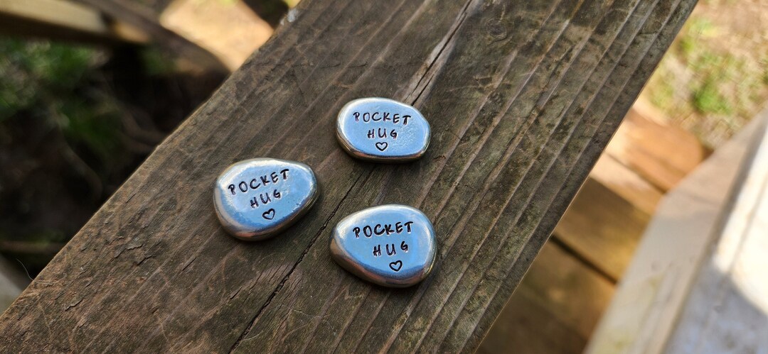 Pewter Pocket Stones Custom Saying, Pocket Hug - Etsy