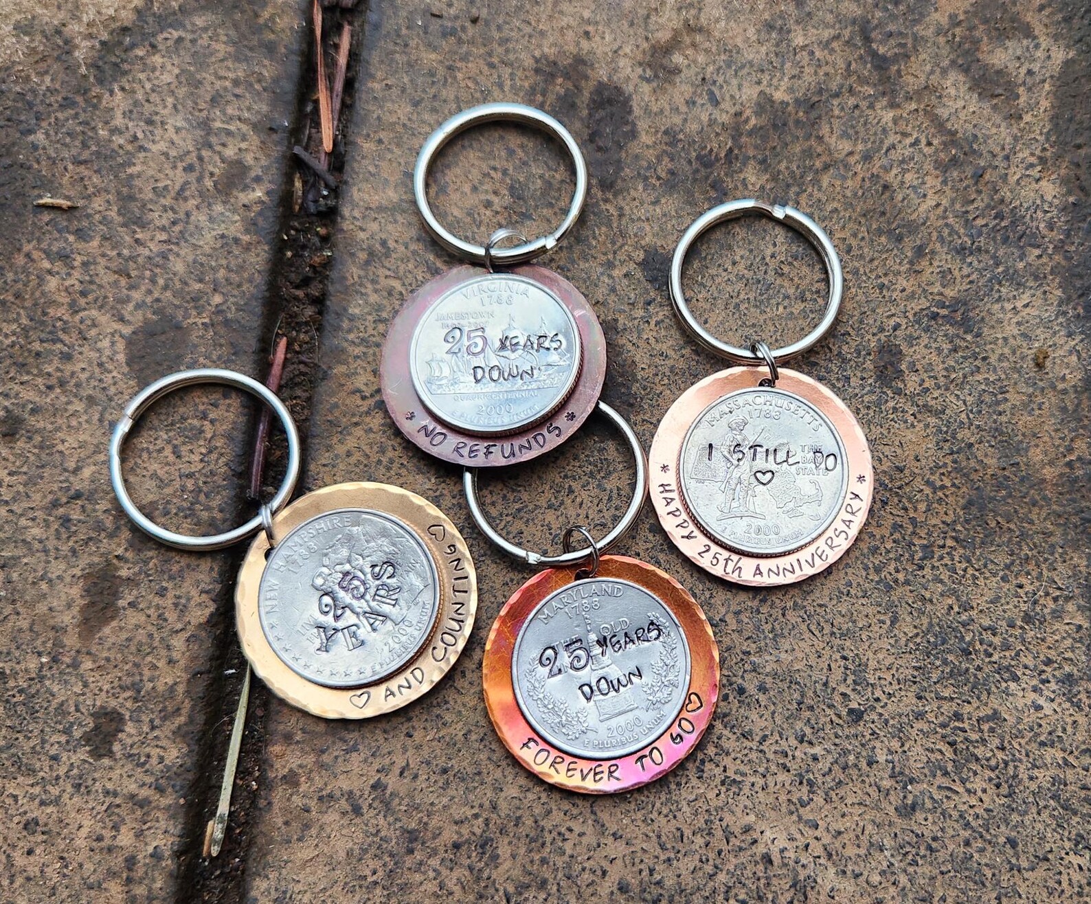 Custom 25th Anniversary Keychain With Quarter - Etsy