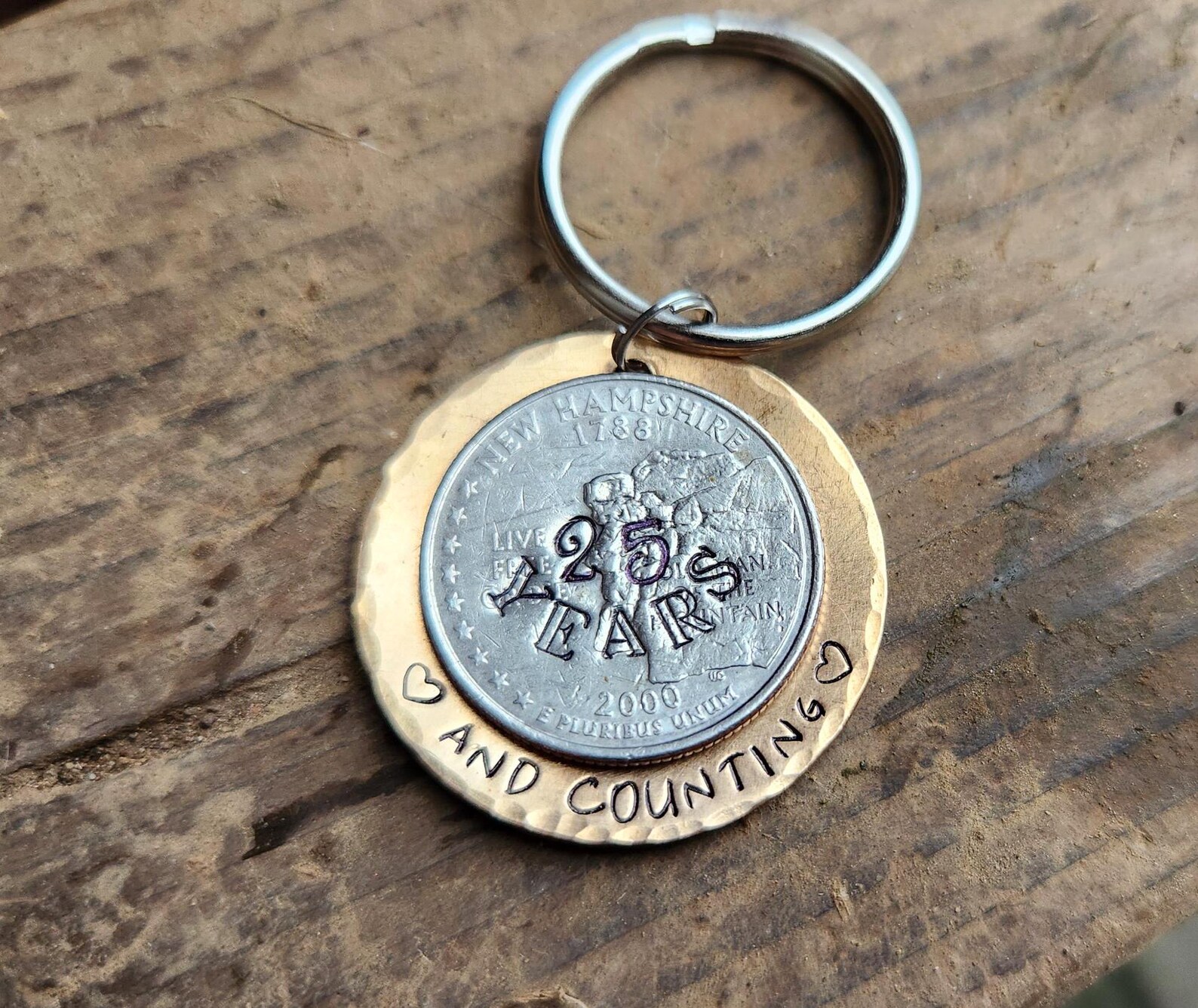 Custom 25th Anniversary Keychain With Quarter - Etsy