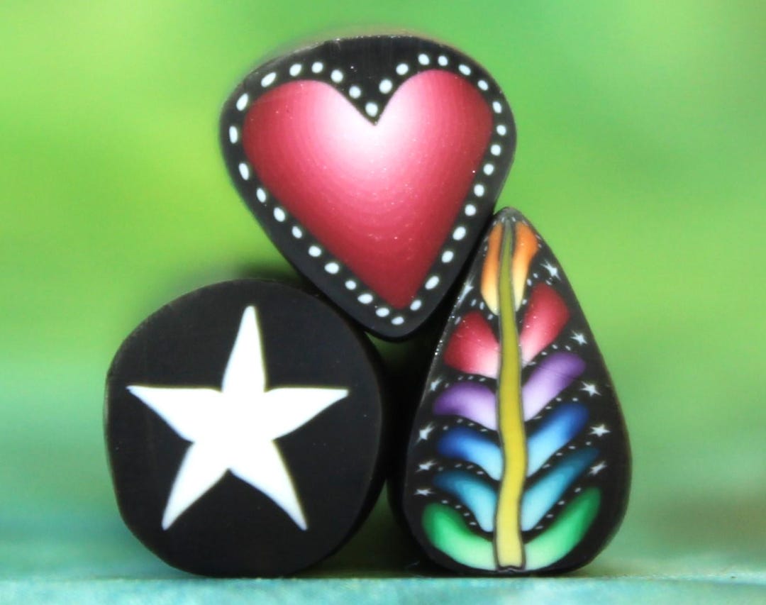 Set of 3 Mini Polymer Clay Canes, "wish Upon a Star" Cane Series (17bb ...
