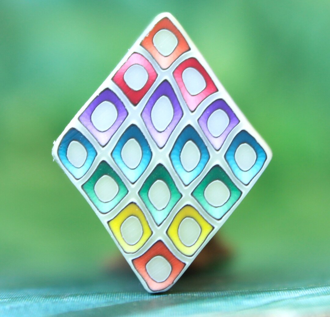 Small Translucent Background Polymer Clay Rainbow Diamonds Cane (29ee ...