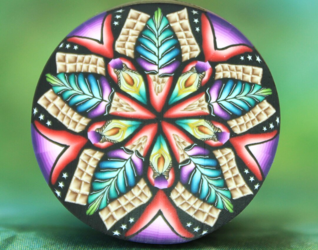 Large Polymer Clay Circle Kaleidoscope Cane, "convergence" Cane Series ...