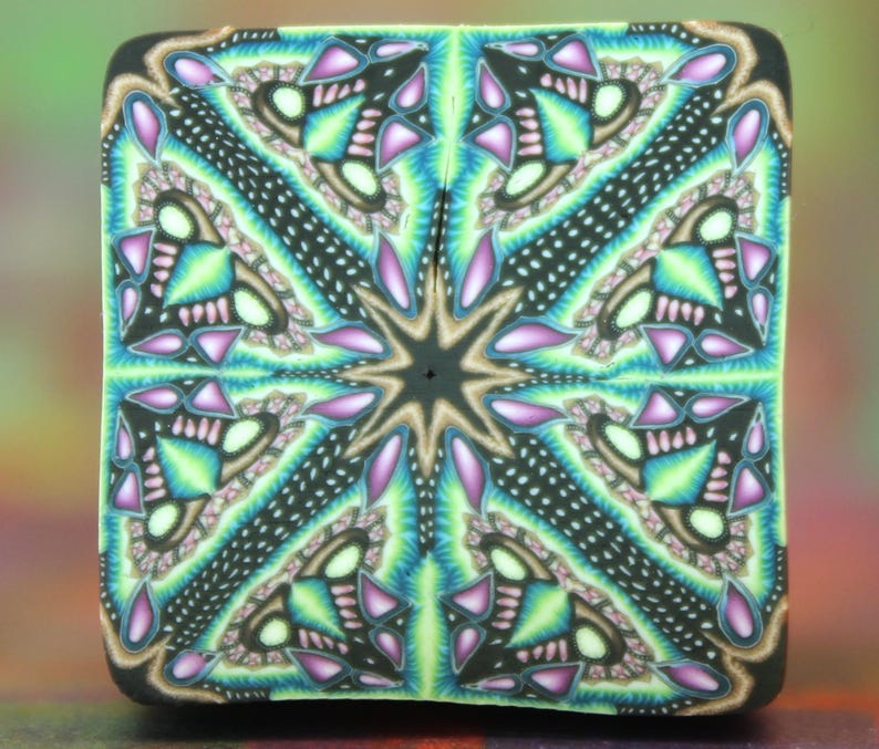 HALF PRICE SALE 2026 Large Polymer Clay Square Kaleidoscope Cane (15B ...