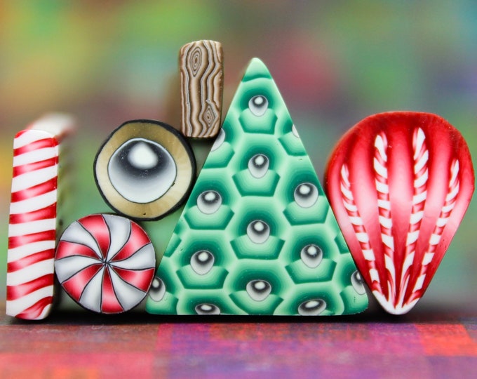 HALF PRICE SALE Polymer Clay Cane Set of 6, Christmas Holiday (34ee) - Etsy