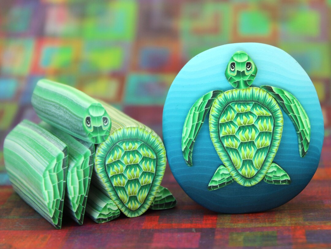 Large Turtle Kit -set of 6 Polymer Clay Canes (example Project Shown ...