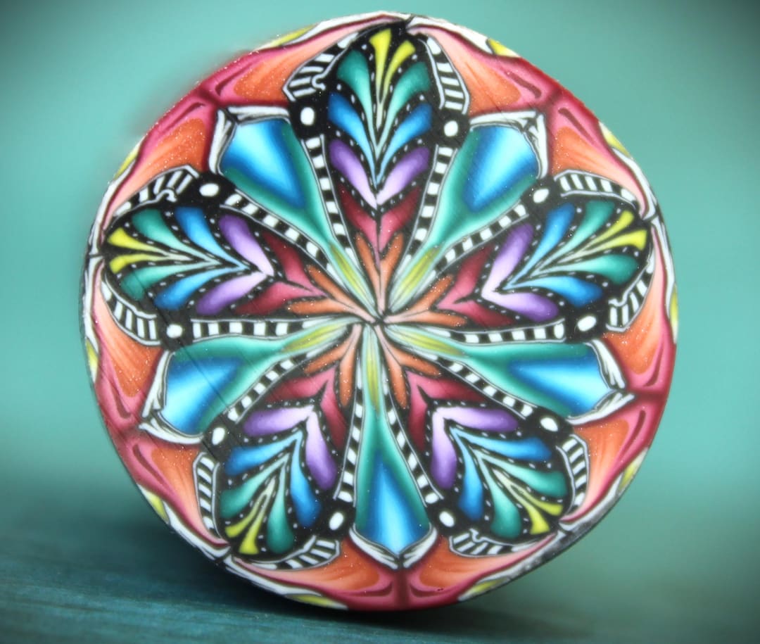Large Polymer Clay Kaleidoscope Cane (3B) "bright Cheer" Cane Series - Etsy