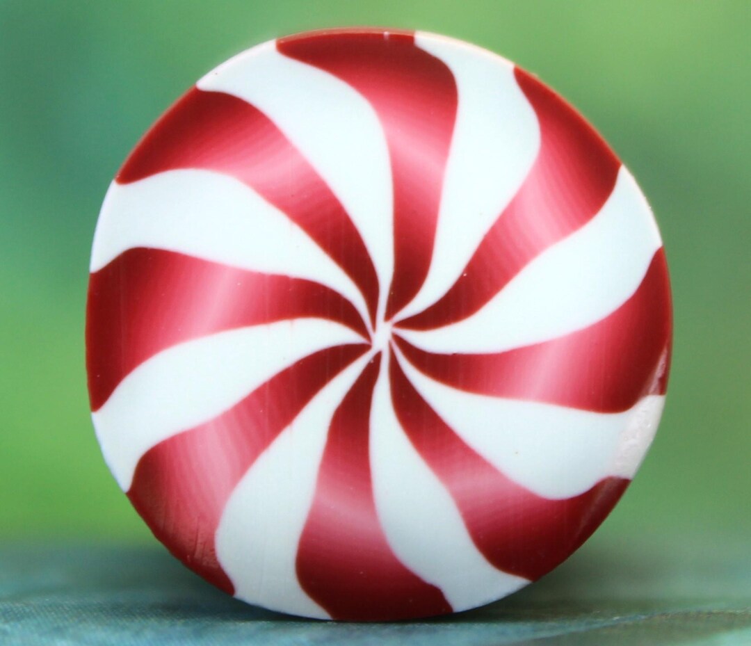 Small Red and White Striped Peppermint Circle Candy Polymer Clay Cane ...