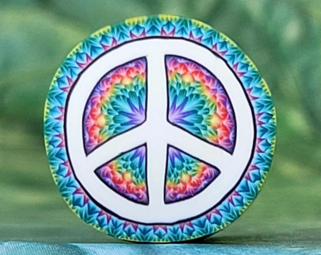 Medium Polymer Clay Rainbow Peace Sign Cane, "peace and Love" Cane ...