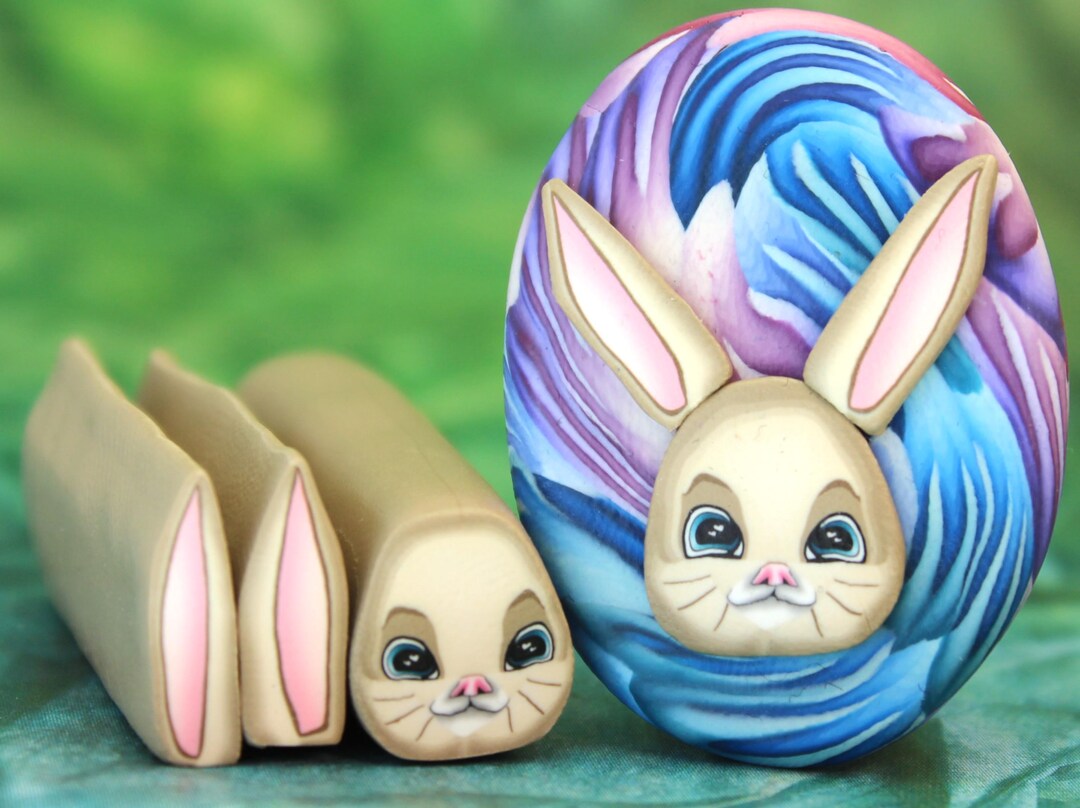 Bunny Rabbit Polymer Clay Cane Kit, Set of 3 Canes (28A) Example ...