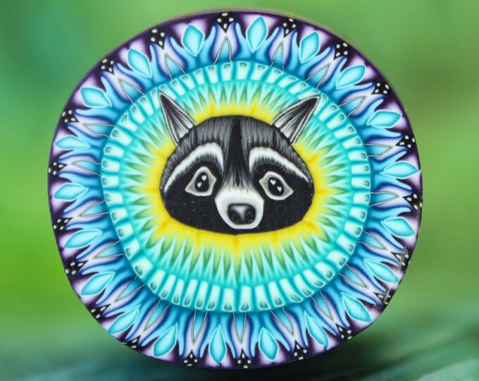 Small Polymer Clay Raccoon Face Cane 18A - Etsy