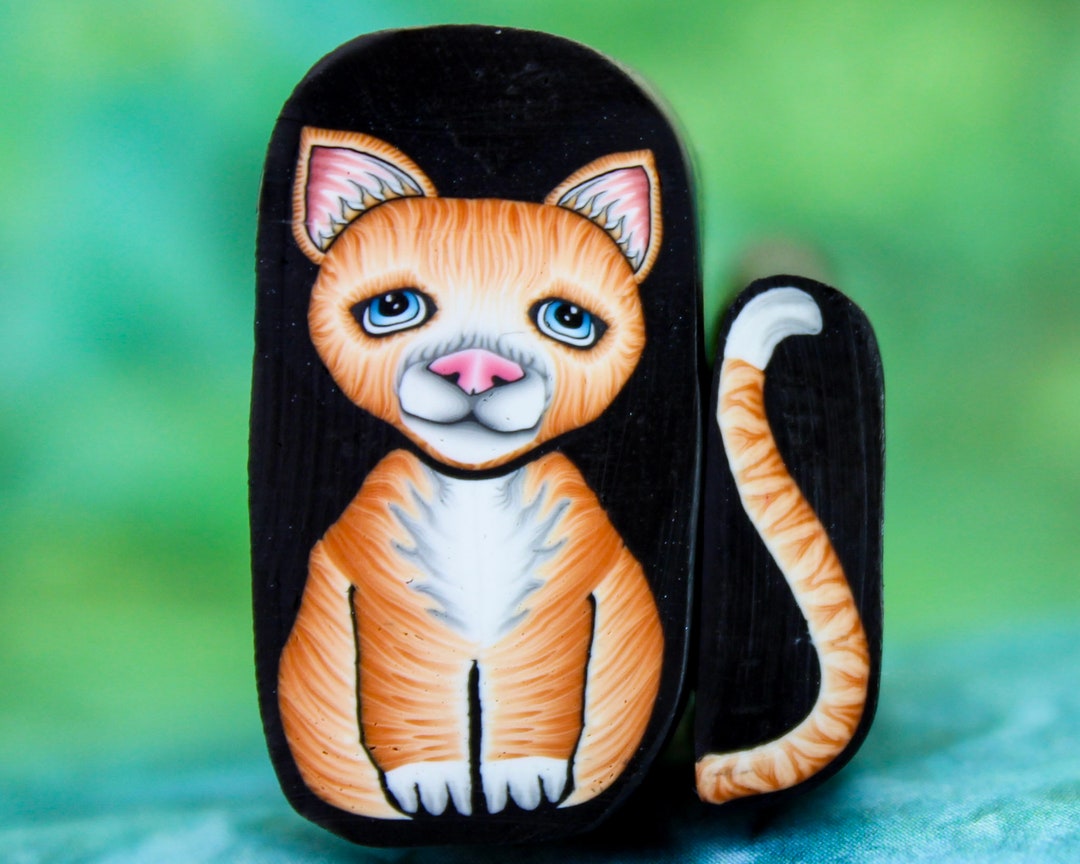 Polymer Clay Large Orange Cat Cane set of 2 Cat Plus Tail - Etsy