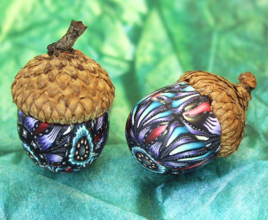 SALE Set of 2 Polymer Clay Acorns With Natural Acorn Caps (C) - Etsy