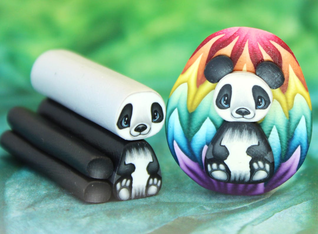 VERY TINY Polymer Clay Premium 1-inch Length Panda Face, Body, and Ears ...