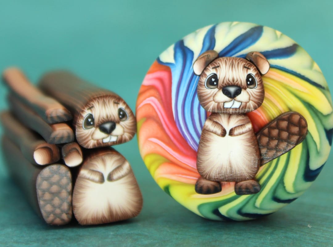 Small Polymer Clay Beaver Cane Kit, Set of 7 Canes (34A) Example ...