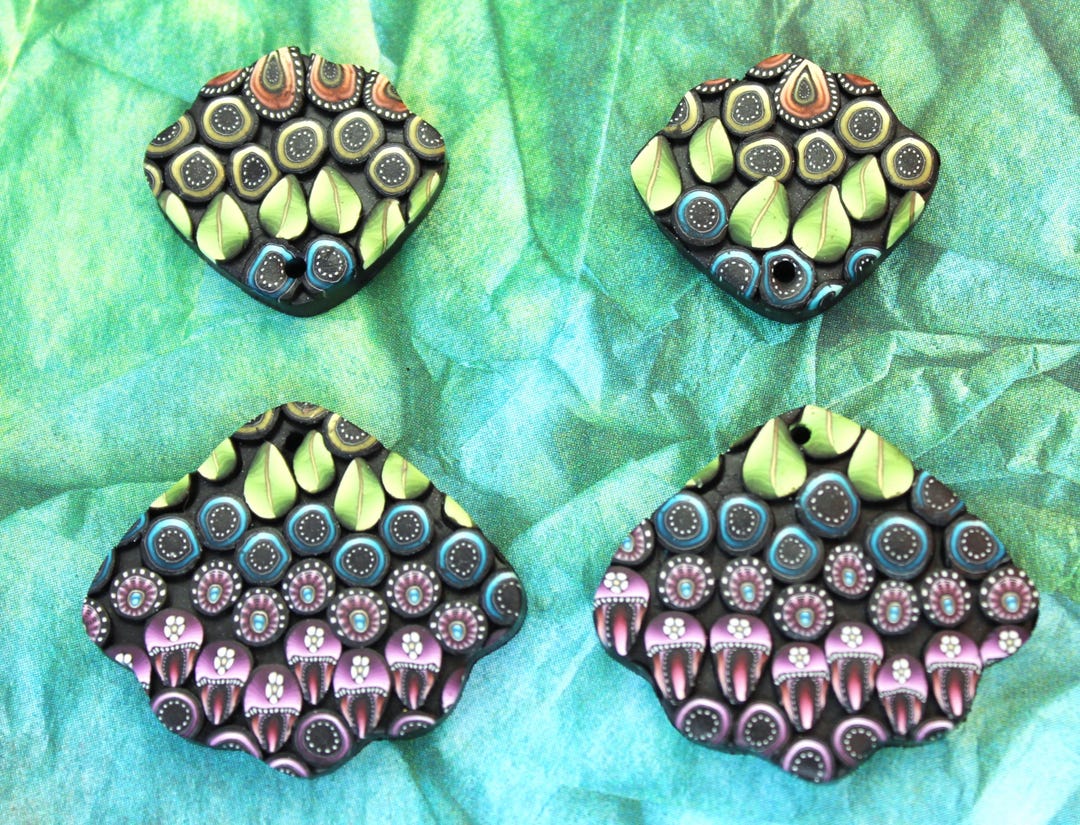 SALE Set of 4 Polymer Clay Jewelry Components, Each Has One Hole (U) - Etsy