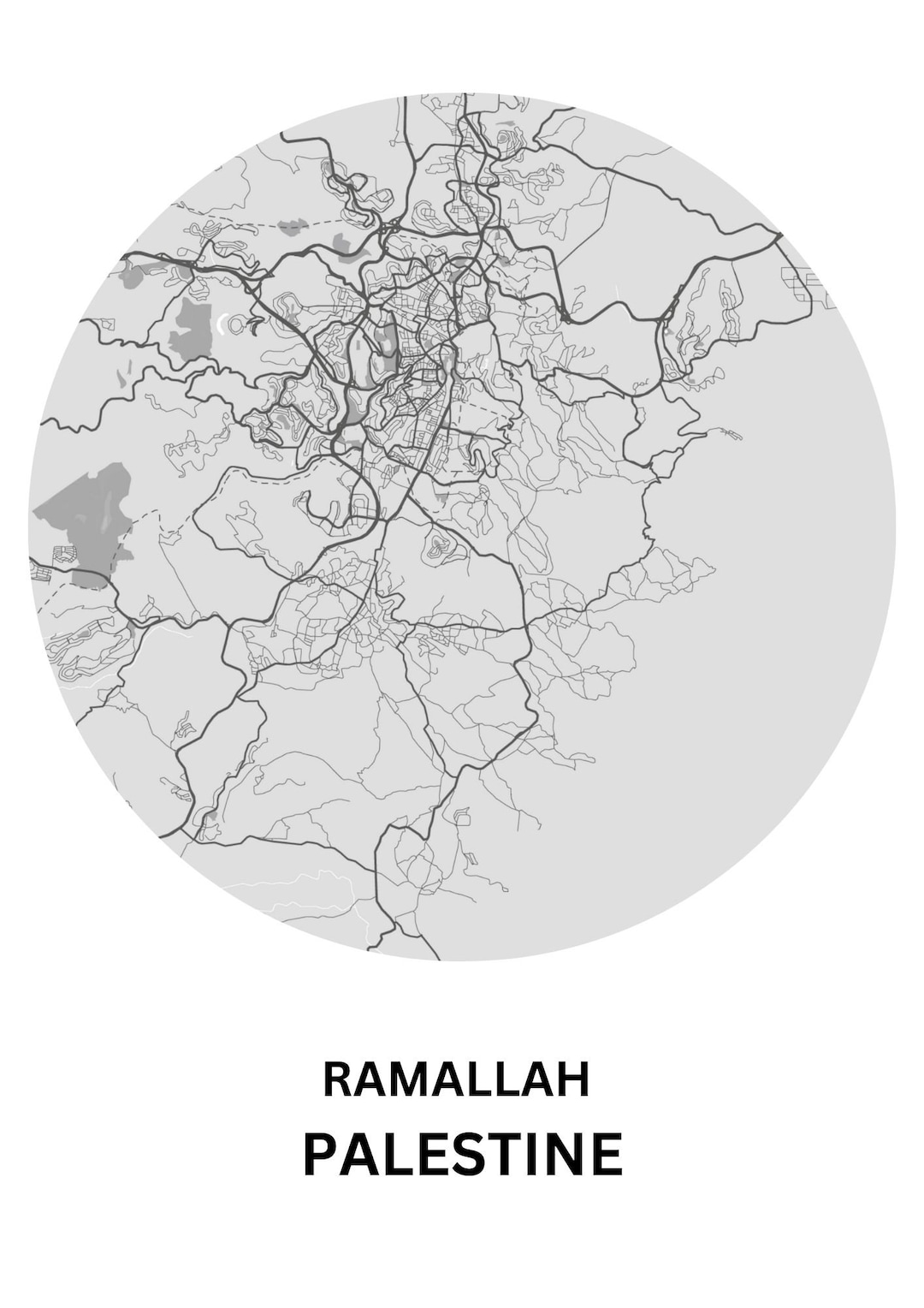 Palestine-ramallah CITY Map Ramallah Map Print Ramallah Map Palestine ...