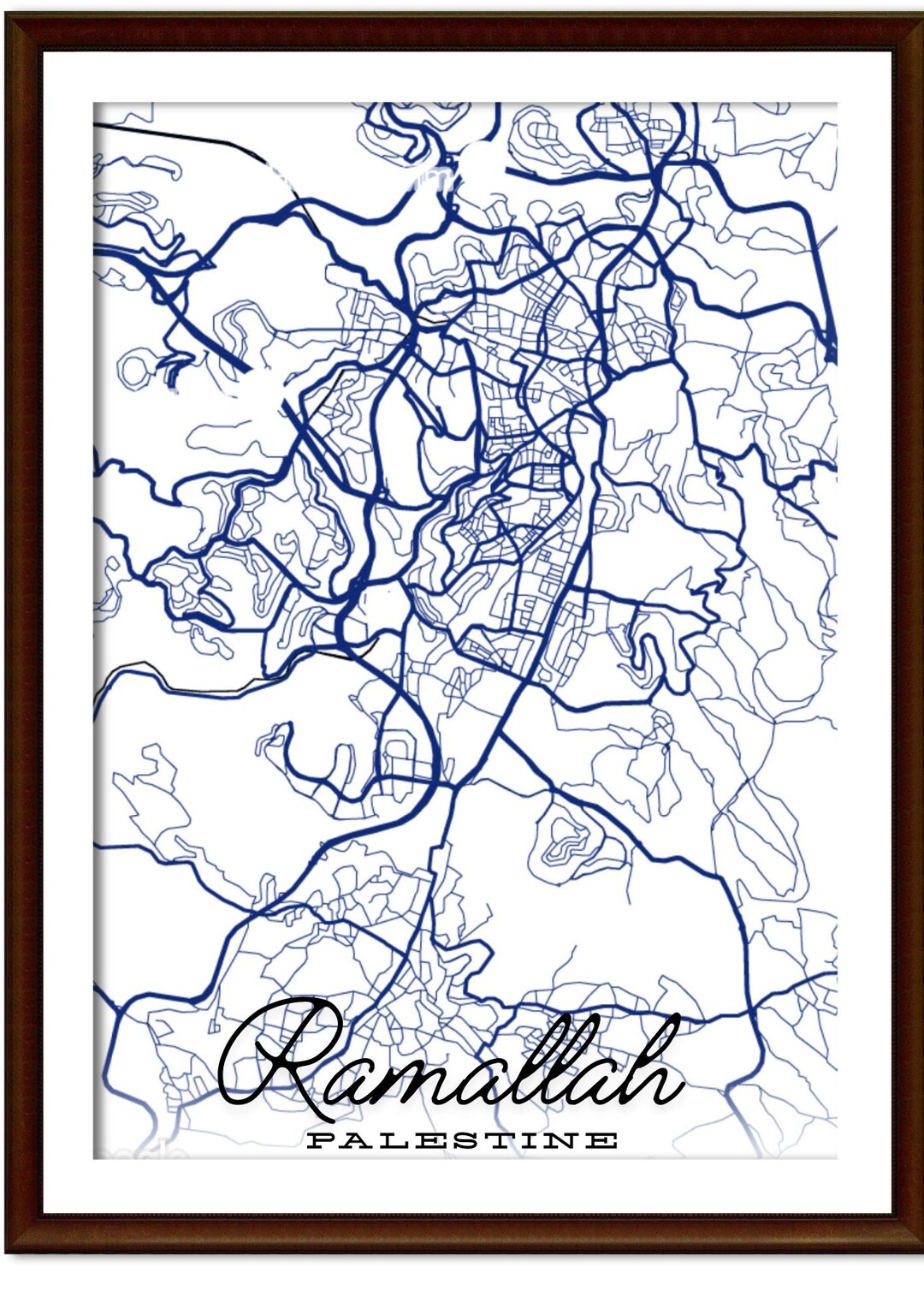 RAMALLAH Map City Palestine Vintage Wall Painting Art RAMALLAH Map ...