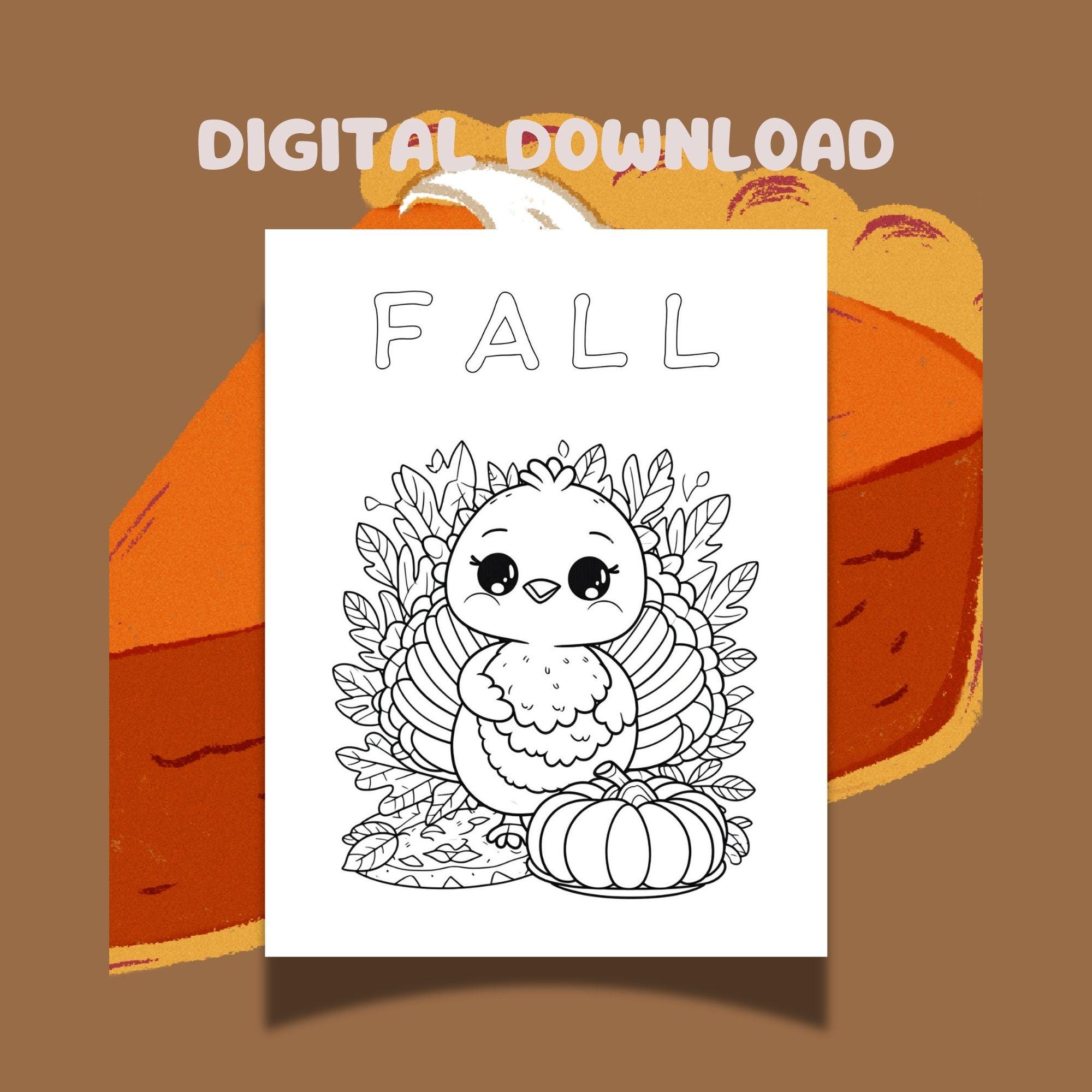 Thanksgiving Coloring Pages for Preschool and Kindergarten Kids, Autumn ...