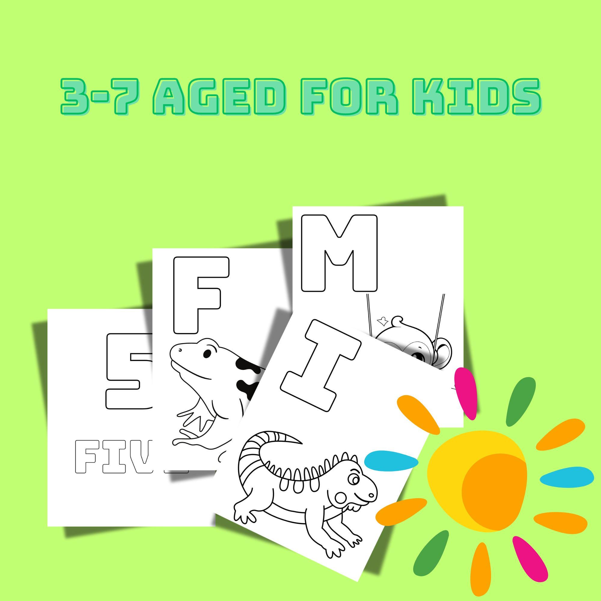 Fun Animal ABC & 123 Coloring Pages, Homeschool Learning Aid, Printable ...