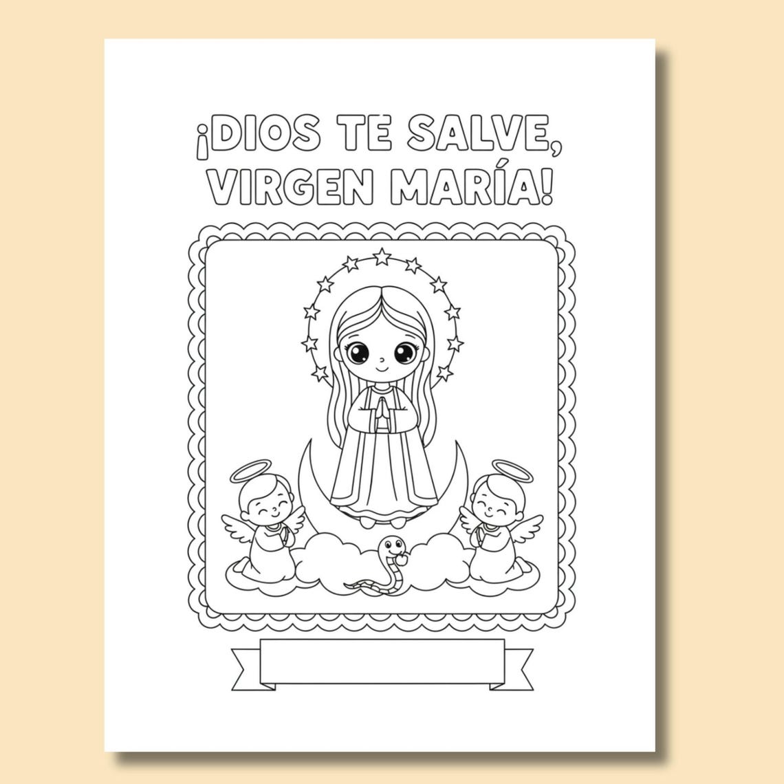 Kawaii Virgin Mary Coloring Book: Catholic Angels, Kids Faith (digital ...