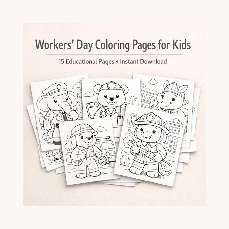 Workers Day Coloring Pages for Kids - Etsy